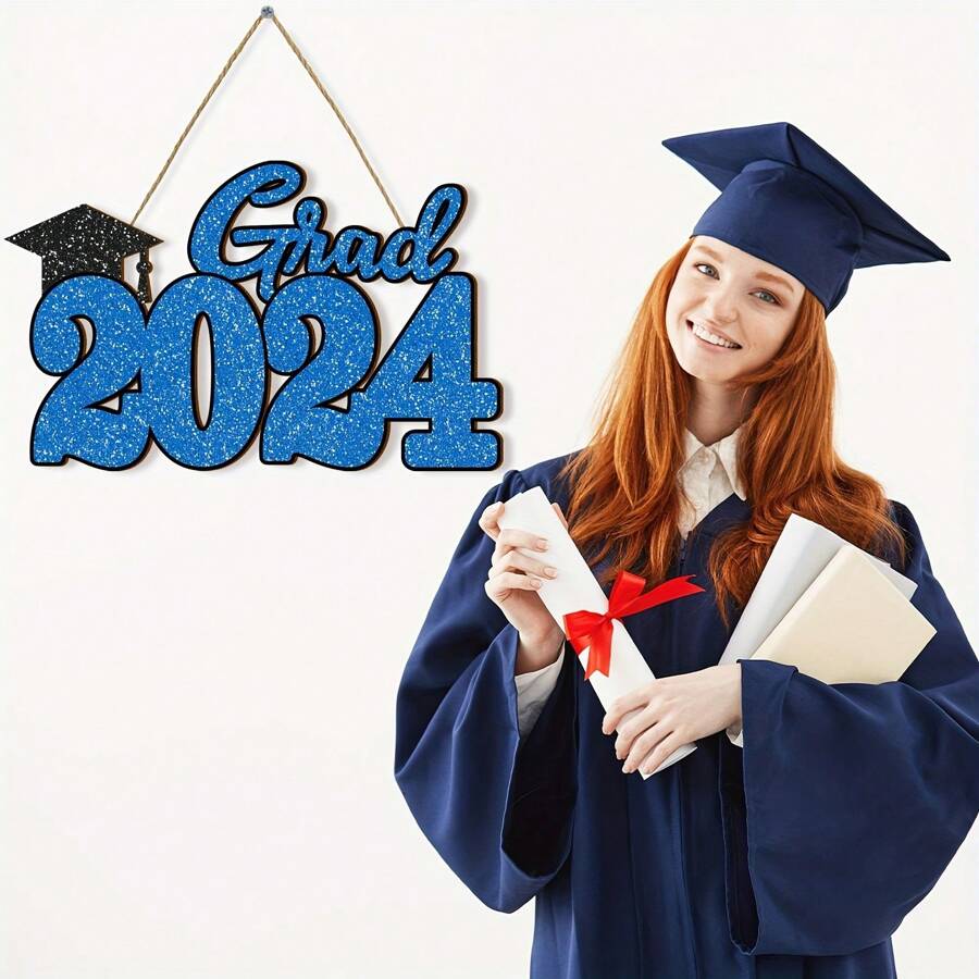 1pc, Graduation Party Decorations For Class Of 2024, Blue Grad 2024 ...