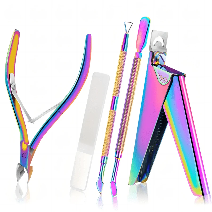 5-In-1 Stainless Steel Nail Clippers Manicure Set Nail Cuticle Pusher ...