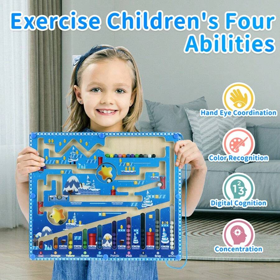 Magnetic Color And Number Bead Maze, Montessori Toy For Kids 3 Years ...