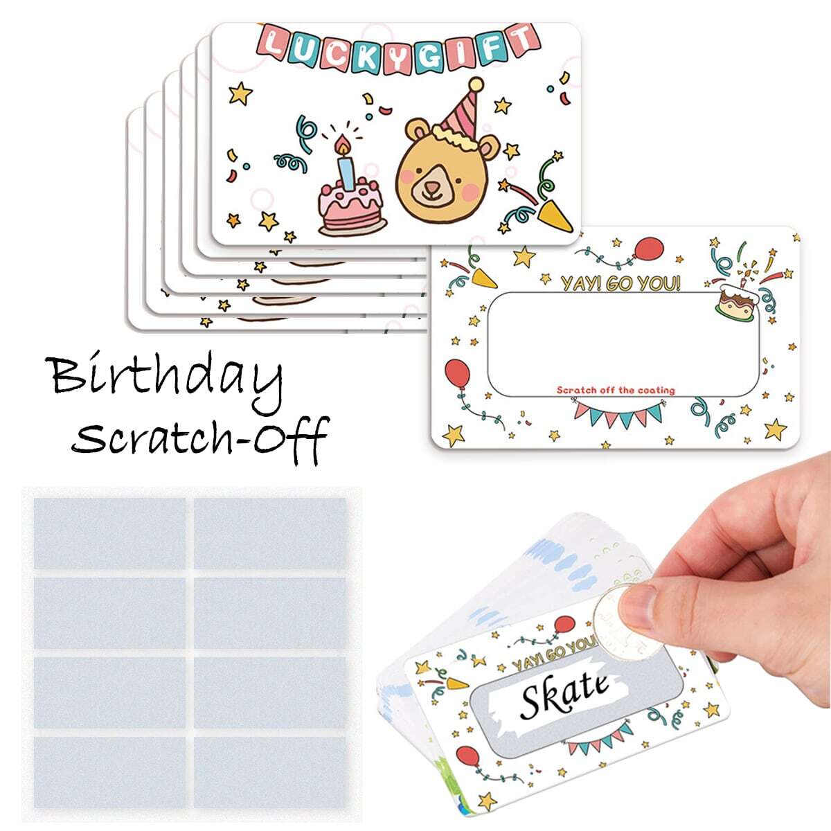 10Pcs Scratch-Off Birthday Cards For Birthday Party(With Cover Film ...