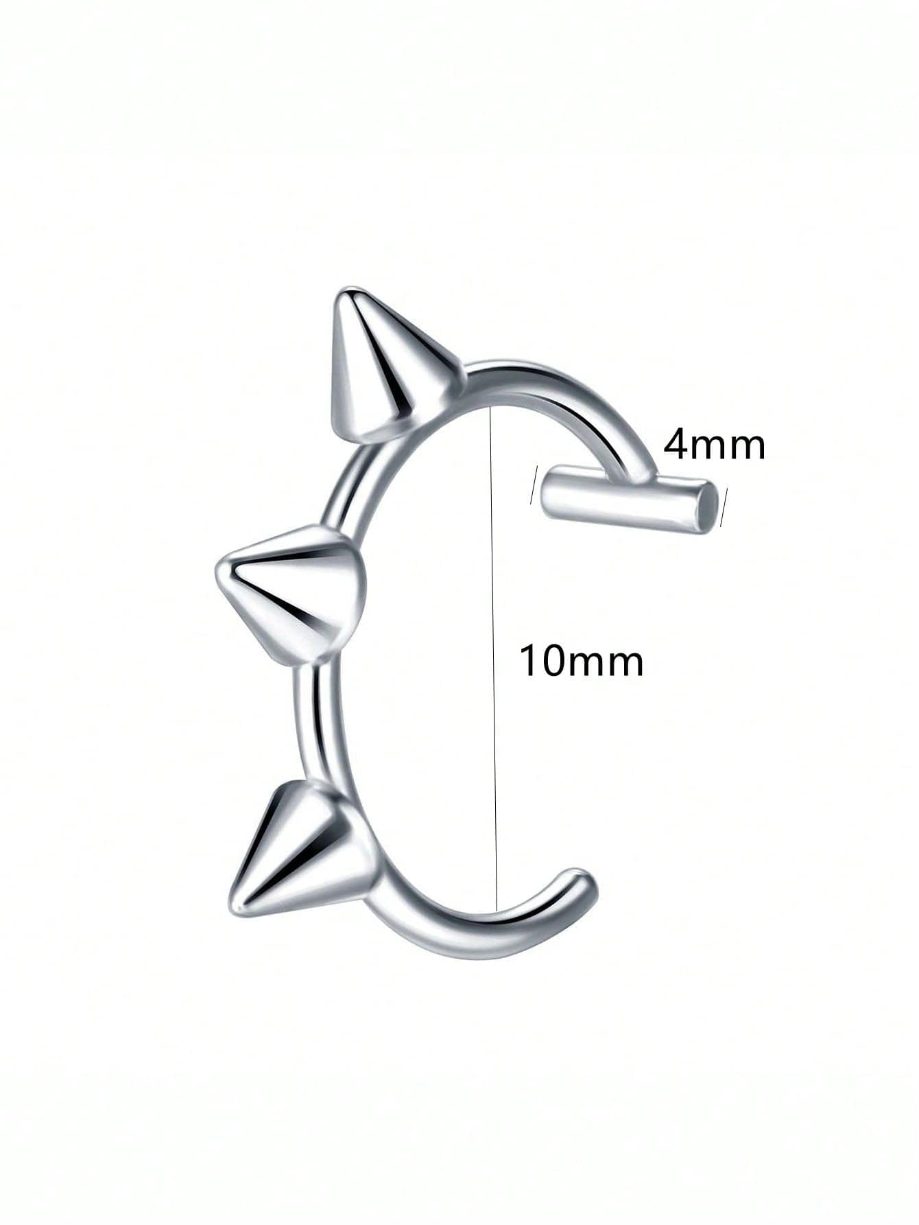 1pc Stainless Steel Lip Ring With Conical Spikes Design, Suitable For ...