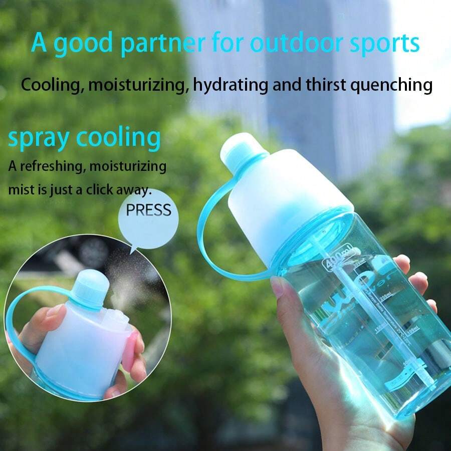 1pc 600ml/20.2oz Creative Outdoor Sports Spray Water Bottle For Cooling ...
