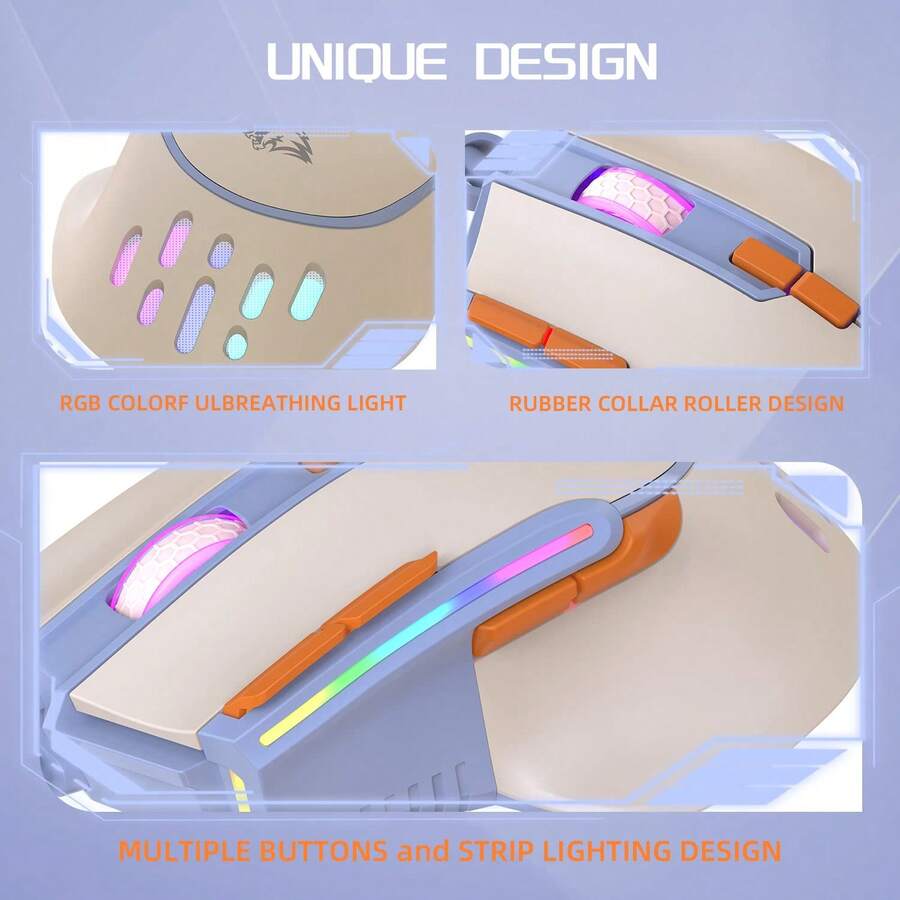 M2 Wired Gaming Mouse With 6 Types RGB Backlit High Precision ...