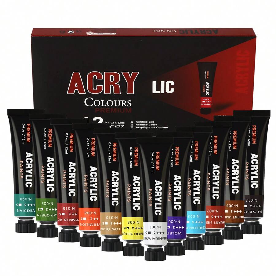 12 Colors Acrylic Paint Set For Adult And Beginner Art Painting | SHEIN USA