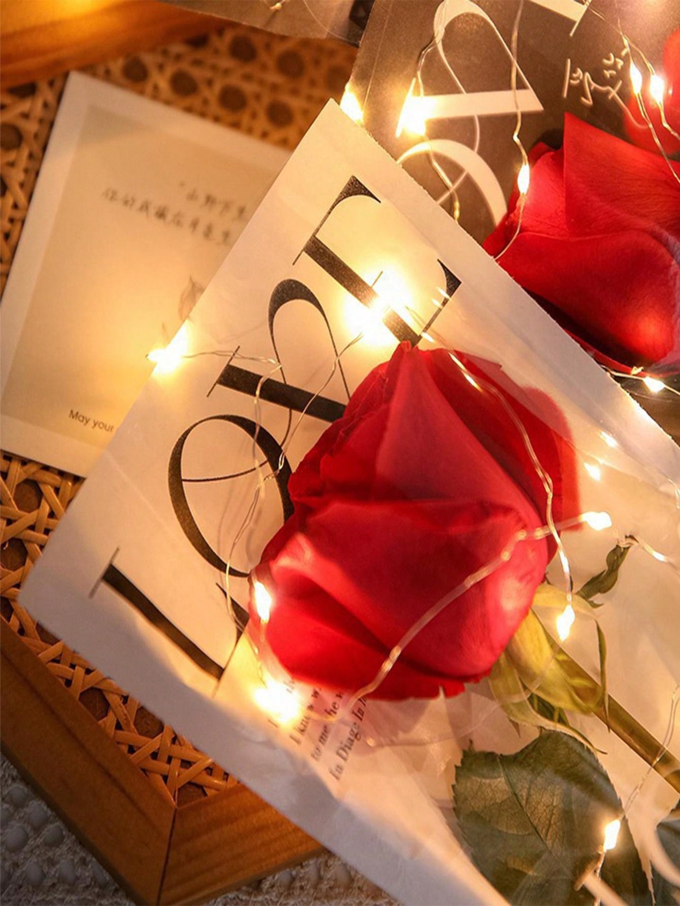 1pc Led Light Up Single Rose Bouquet For Party Favor, Fresh Love ...