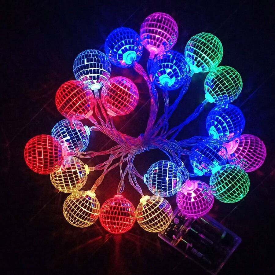 1.5m 10-Lights Warm White & Colorful Disco Ball String Light For Dance ...