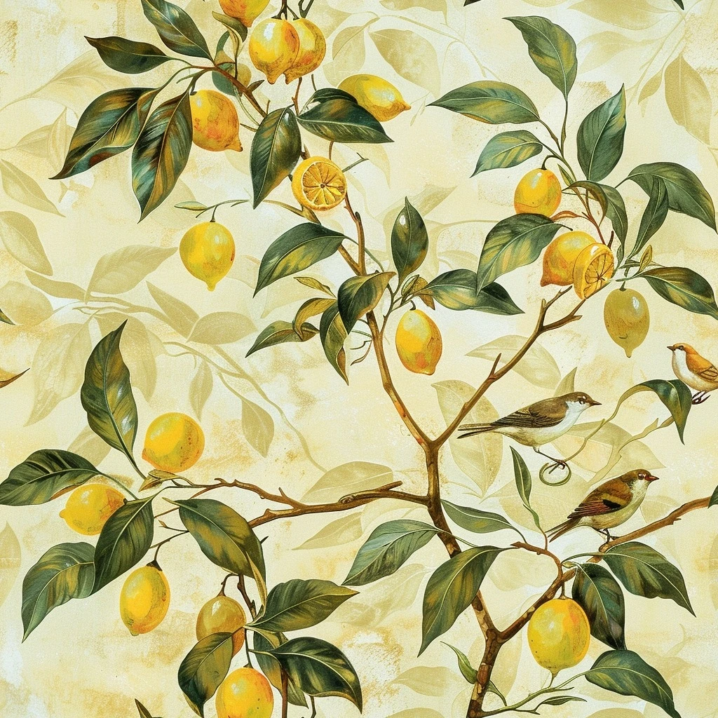 1 Roll 3m Self-Adhesive Vintage Lemon Tree Wallpaper | SHEIN USA