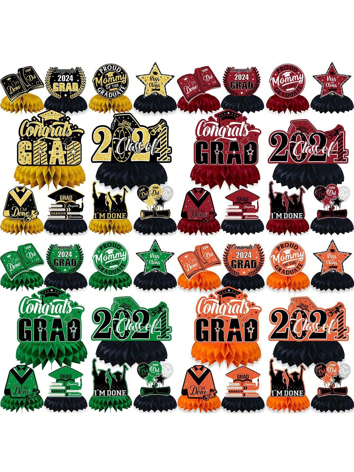 10 Pcs Graduation Party Decorations Class Of 2024 Congrats Grad Table