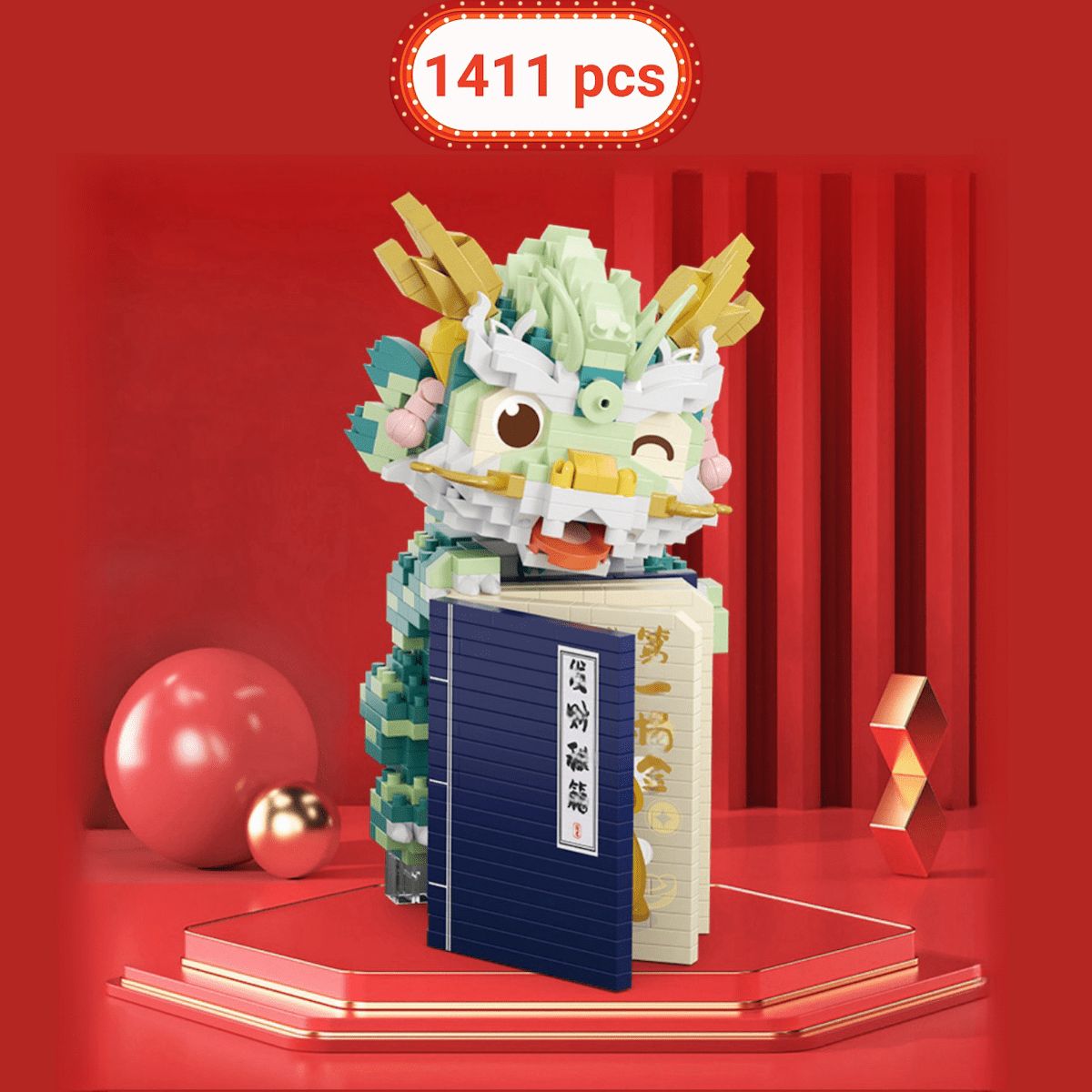 4 Color Year Of Dragon Loong Building Blocks, Lion Dance Dragon Dance ...