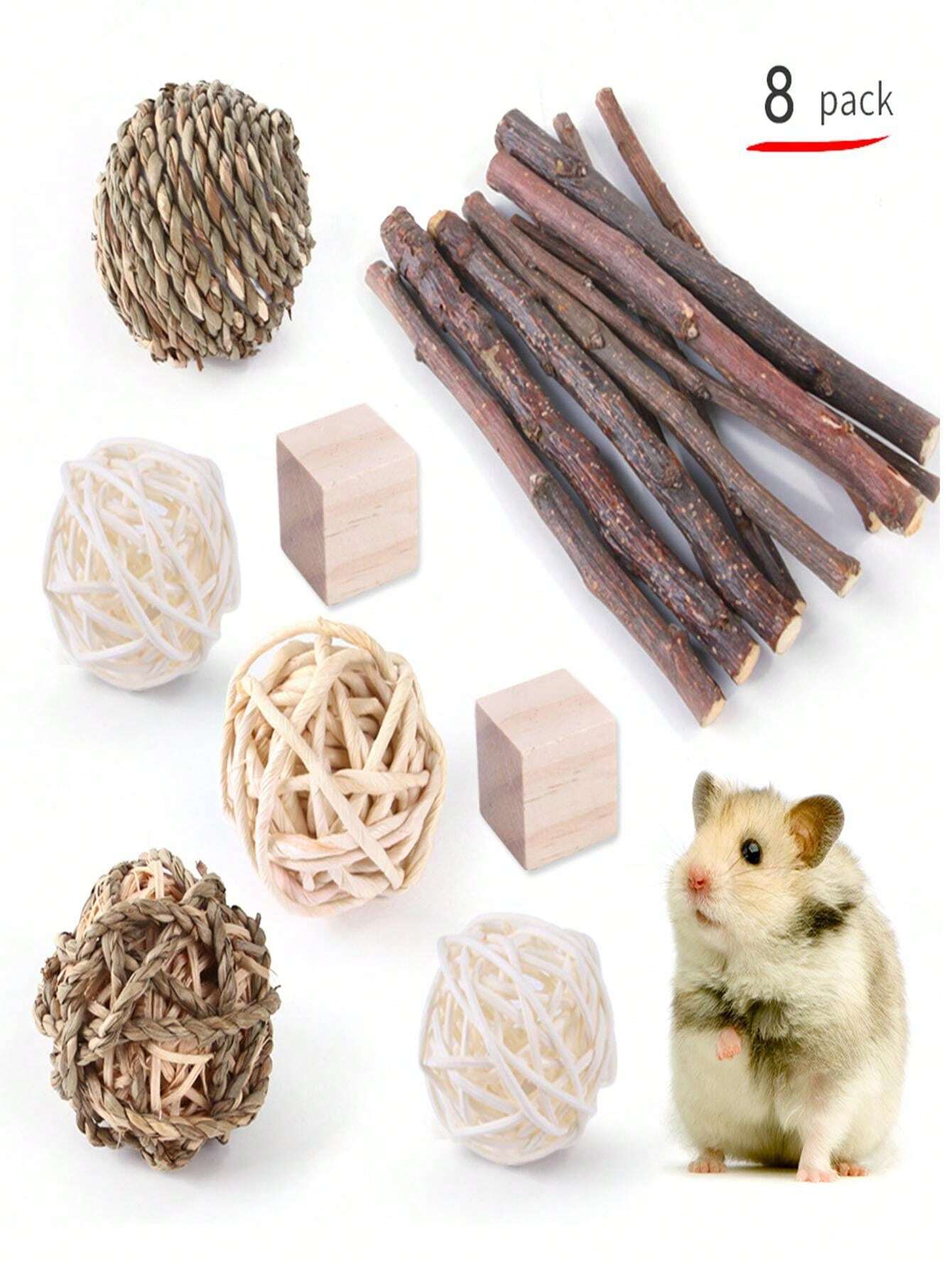 8 Pack Hamster Chew Toys Gerbil Rat Guinea Pig Chinchilla Chew Toys ...