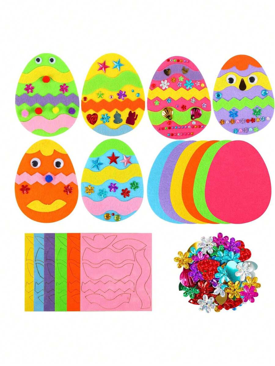 1bag Easter Foam Stickers, Easter Egg EVA Foam Shapes With Rhinestone ...