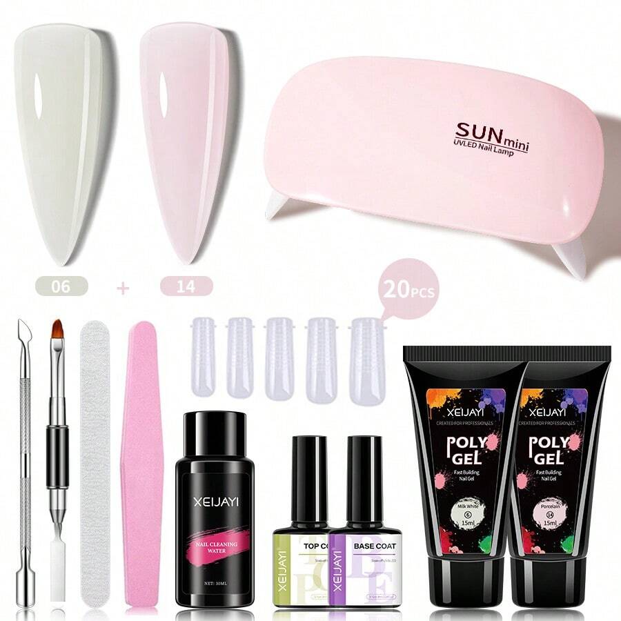 XEIJAYI 30Pcs Nail Gel Full Set For Extention Gel Polish Steal Push ...