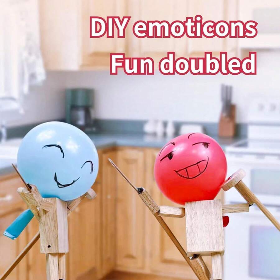 DIY Balloon Bamboo Man Battle, 2024 Brand New Wooden Fencing Puppets ...
