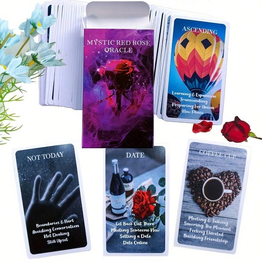 Red Rose Love Oracle Bone Card For Beginners, Portable Fortune Telling ...