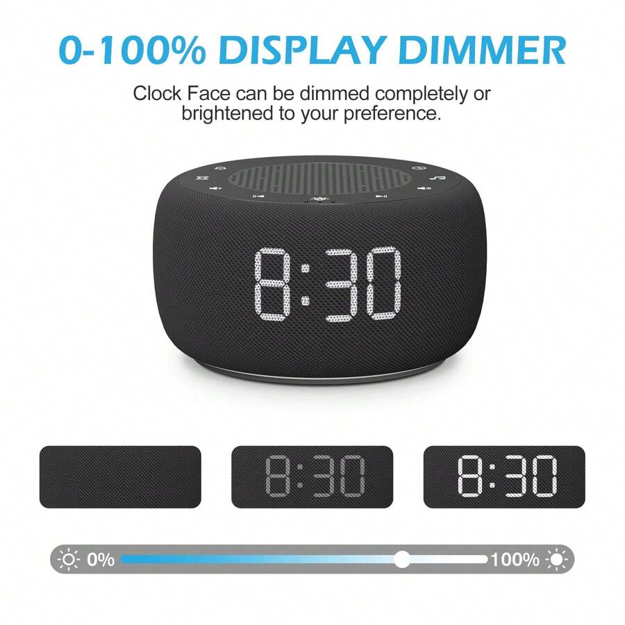 Sound Machine & Alarm Clock 2-In-1, 0-100% Clock Face Brightness ...