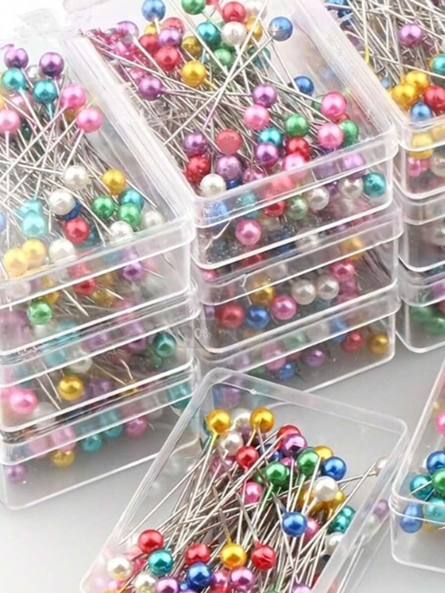 100pcs/200pcs Faux Pearl Decorative Pins, DIY Sewing Supplies Colorful ...