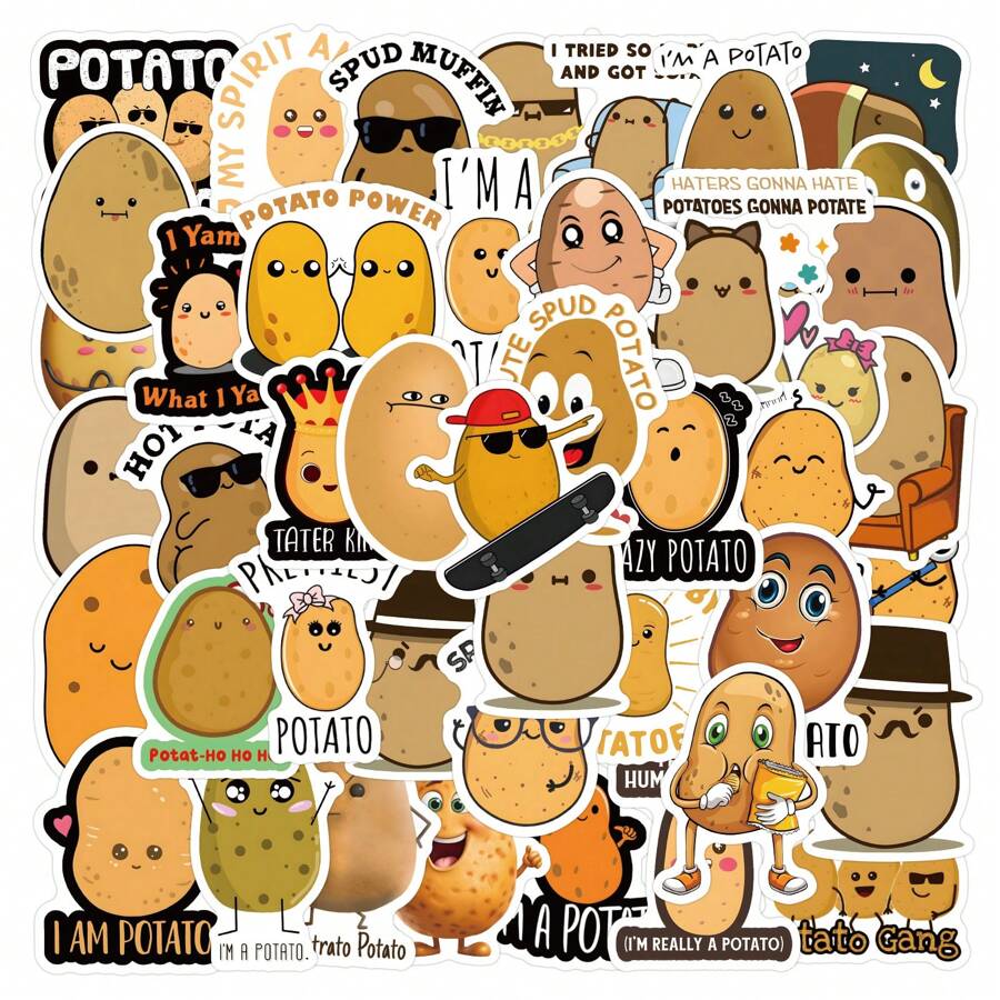 60pcs Potato Style Waterproof Cute Cartoon Sticker For Vintage Bullet ...