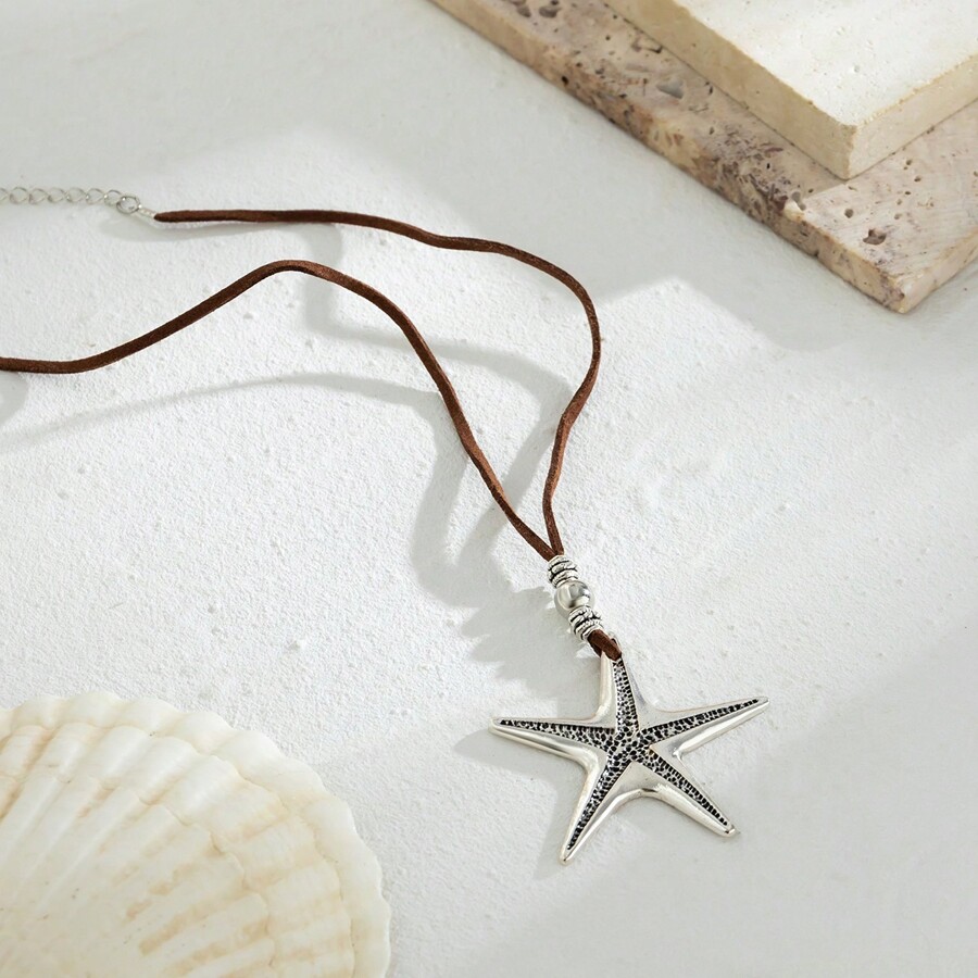 1pc Seashell Starfish Design Beach Style Necklace For Women, Ocean ...