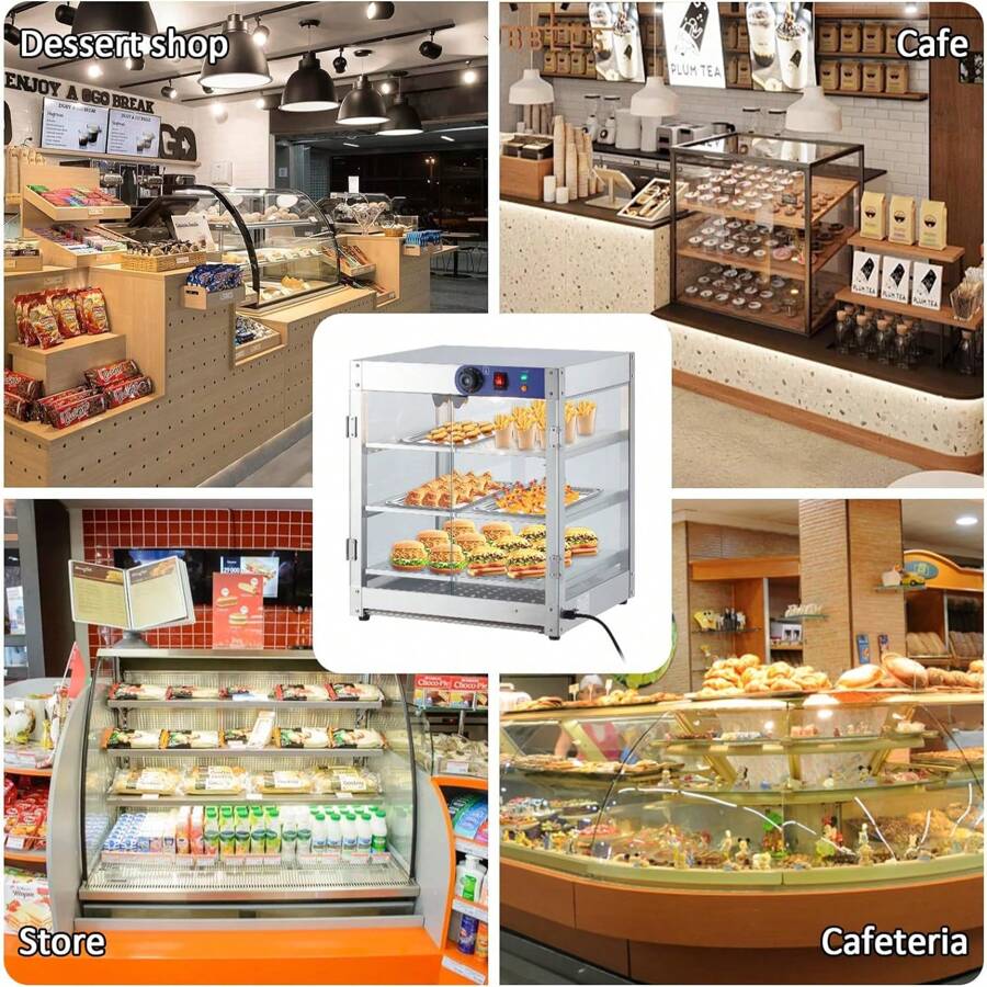Commercial Food Warmer Display Cabinet, 20-Inch 3-Tier, 800-Watt Pizza ...
