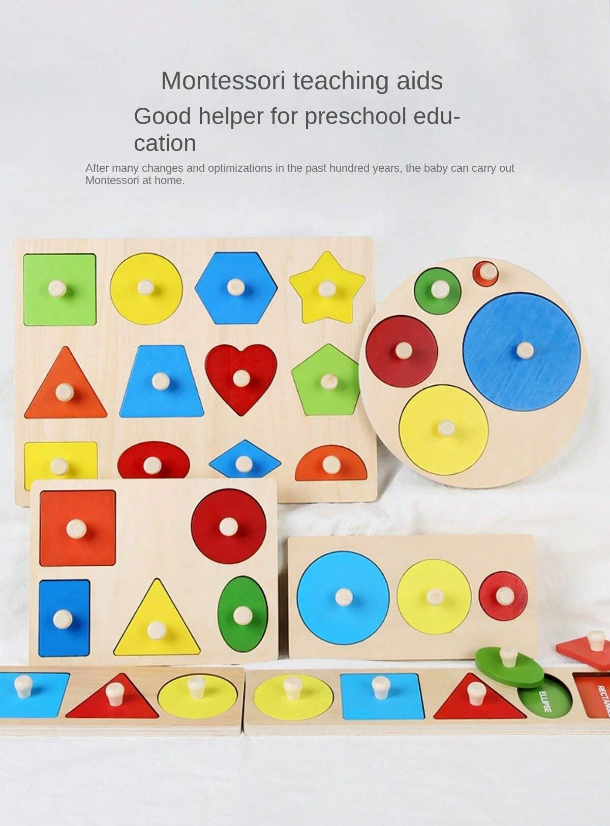 6 In 1 Montessori Geometric Shape Matching Puzzle Educational Hands-On ...