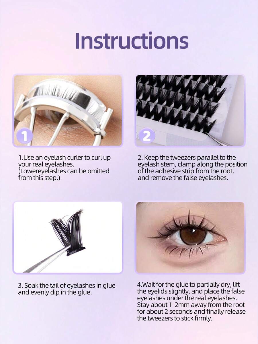 80 Cluster Flare Individual Cluster False Eyelashes Set With Fish Tail ...