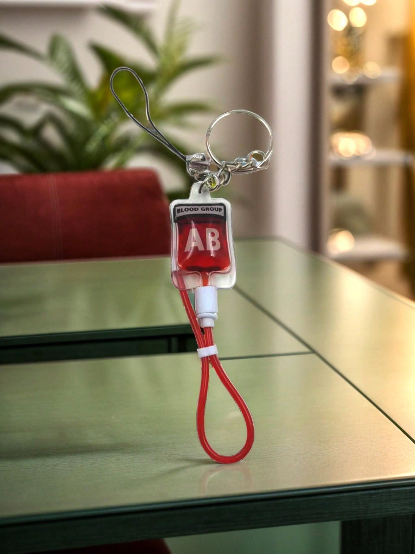 1pc Unisex Red Blood Type Keychain With Multiple Blood Types To Choose ...