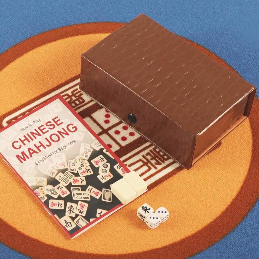 Portable Mini Mahjong Set With Brown Leather Case, Travel Lightweight ...