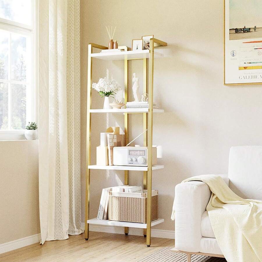 4-Tier Gold Ladder Shelf: Multi-Purpose Storage And Display Unit For ...