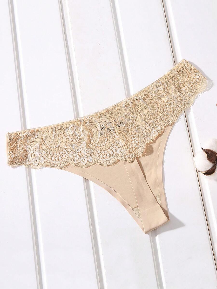 5-Piece Women Sexy Low Rise Ice Silk Lace Patchwork Seamless Thongs | SHEIN USA