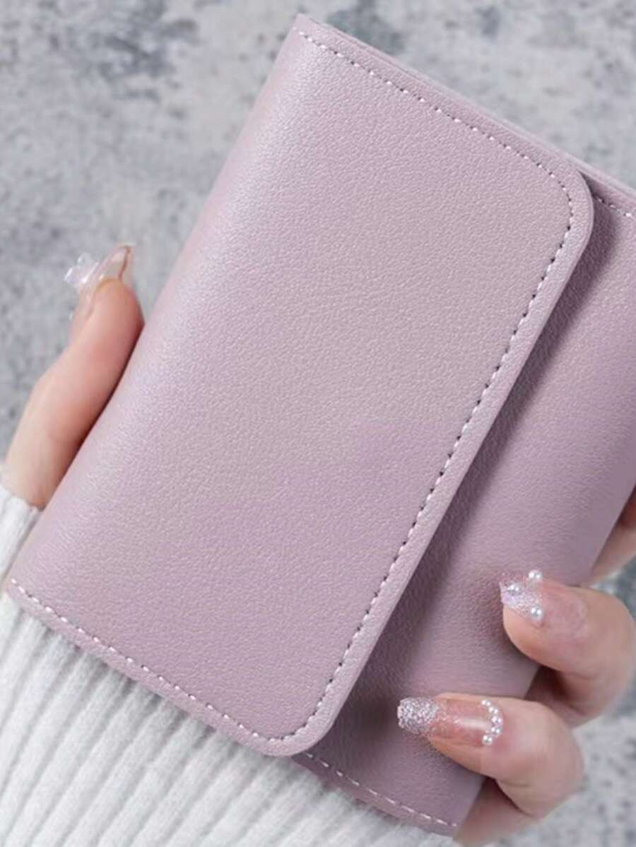 Simple Short Ladies' Wallet With Multiple Card Slots, Ultra-Thin Plain ...