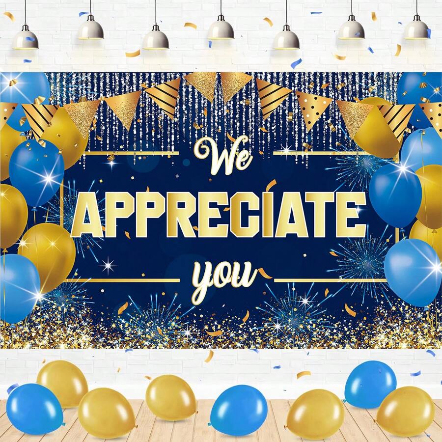 1pc We Appreciate You Banner Backdrop, Appreciation Party Decorations ...
