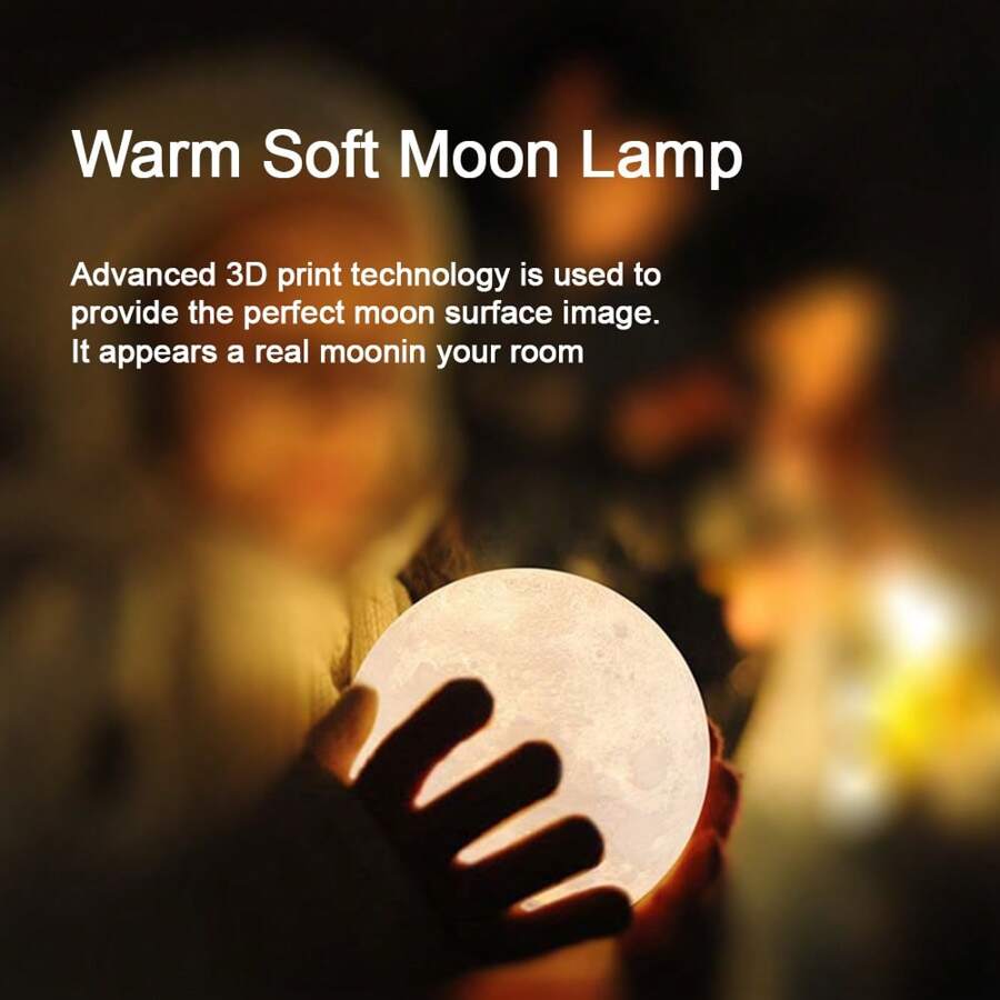 1PC 16 Colors Moon Lamp 3D Print Rechargeable 8CM/12CM/15CM LED Night ...