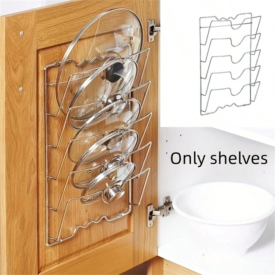 1PC Multifunctional Kitchen Pot And Lid Rack Wall-Mounted Storage Rack ...