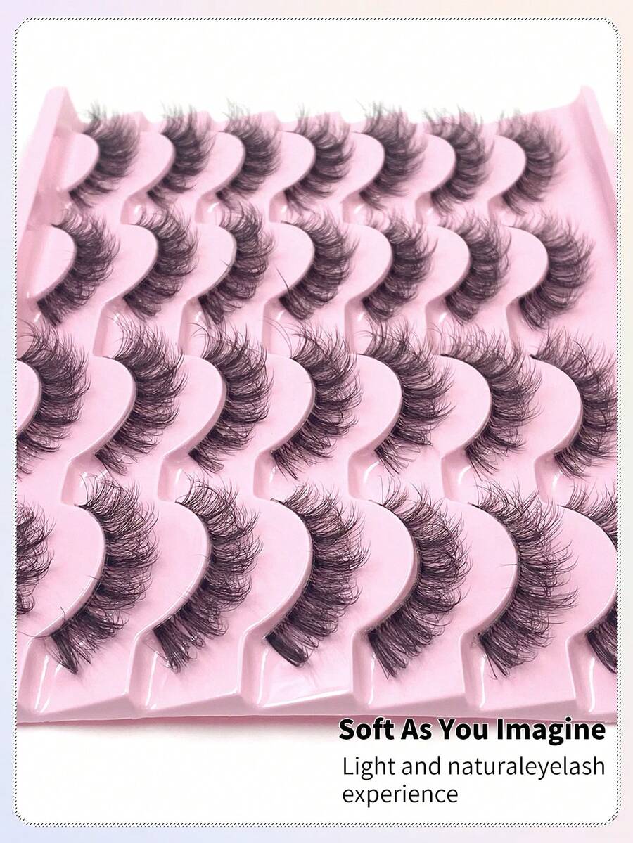 14 Pairs Lashes 3D Clear Band Handmade Fake Eyelashes Natural Look ...