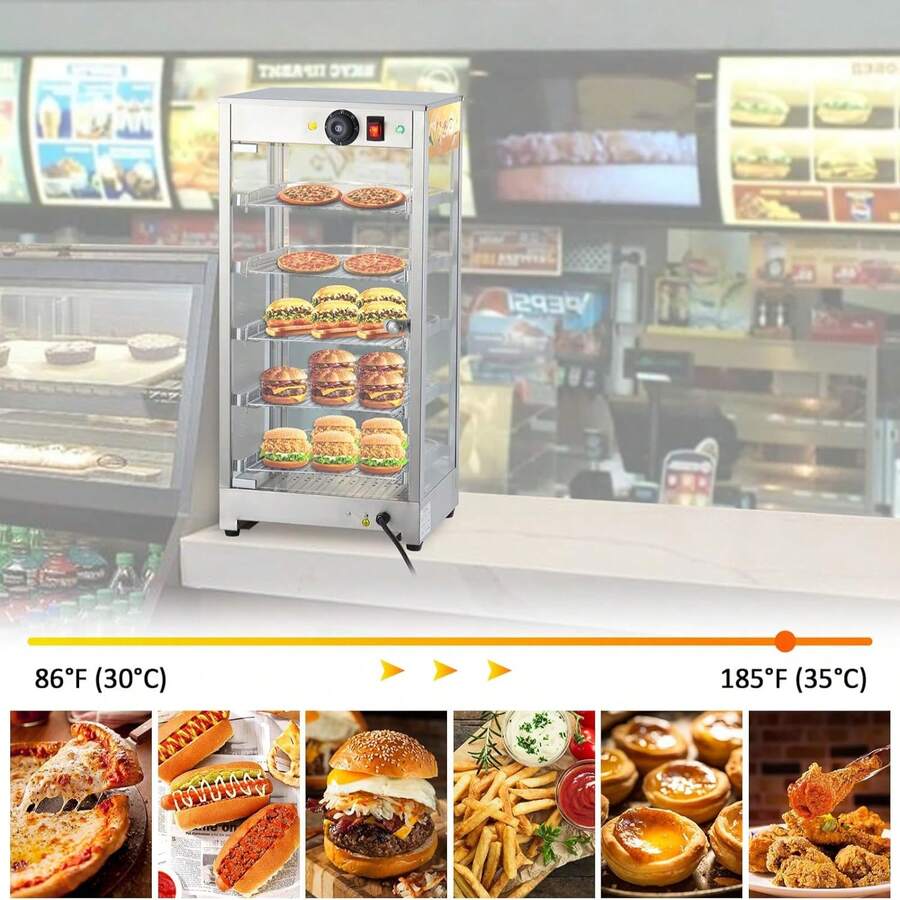 Commercial Food Warmer Display Cabinet, 14-Inch 5-Tier, 800-Watt Pizza ...