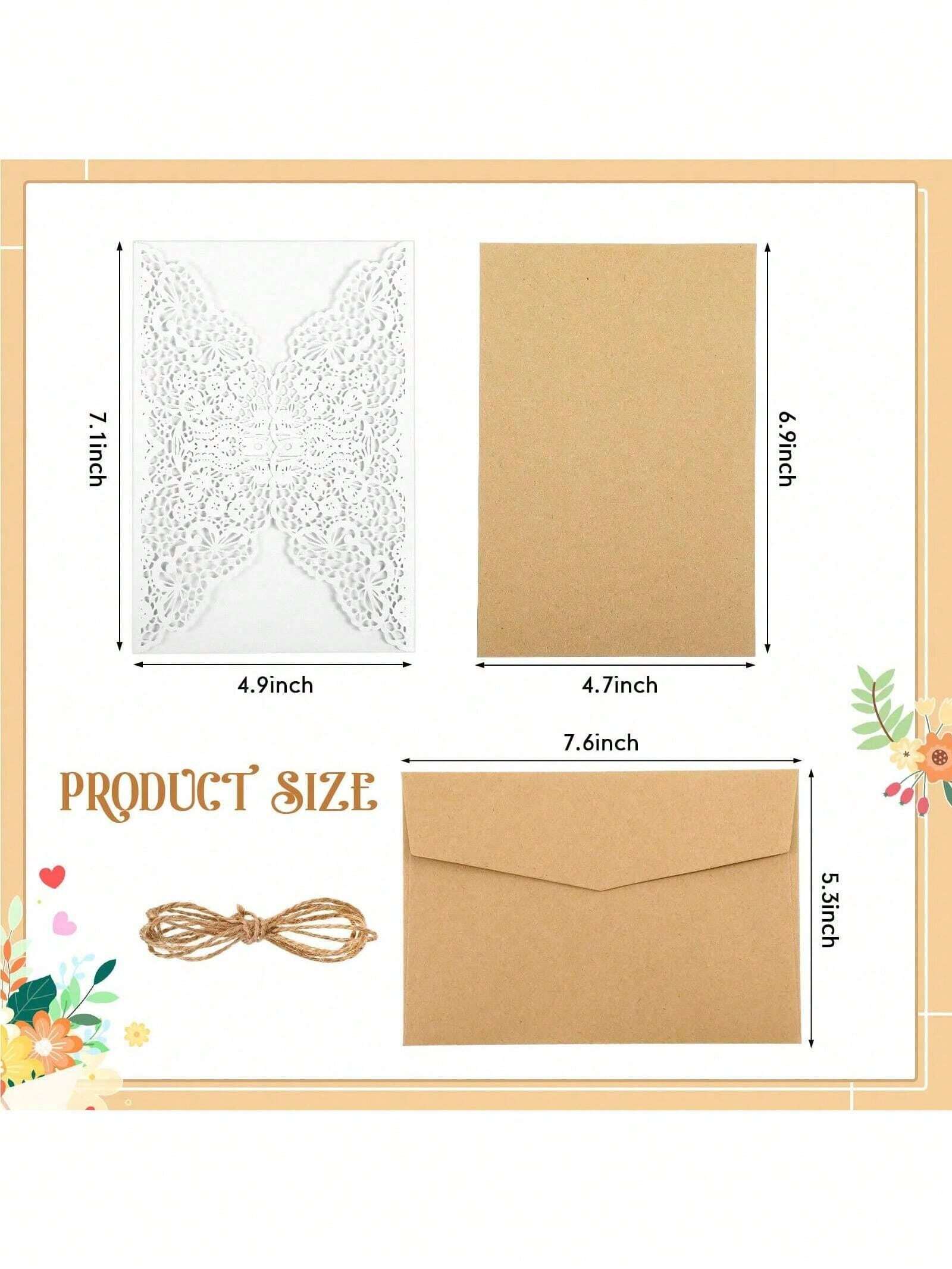 10 Pieces Wedding Invitations Rustic Laser Cut Lace Invitation For ...