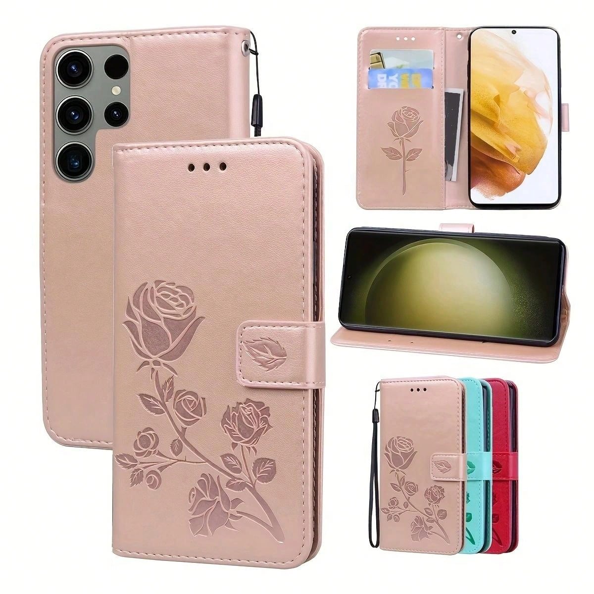 Flip Book Style Wallet Leather Cases For Samsung Galaxy S24 Ultra S20 S21 FE S22 S23 Ultra S24 ...