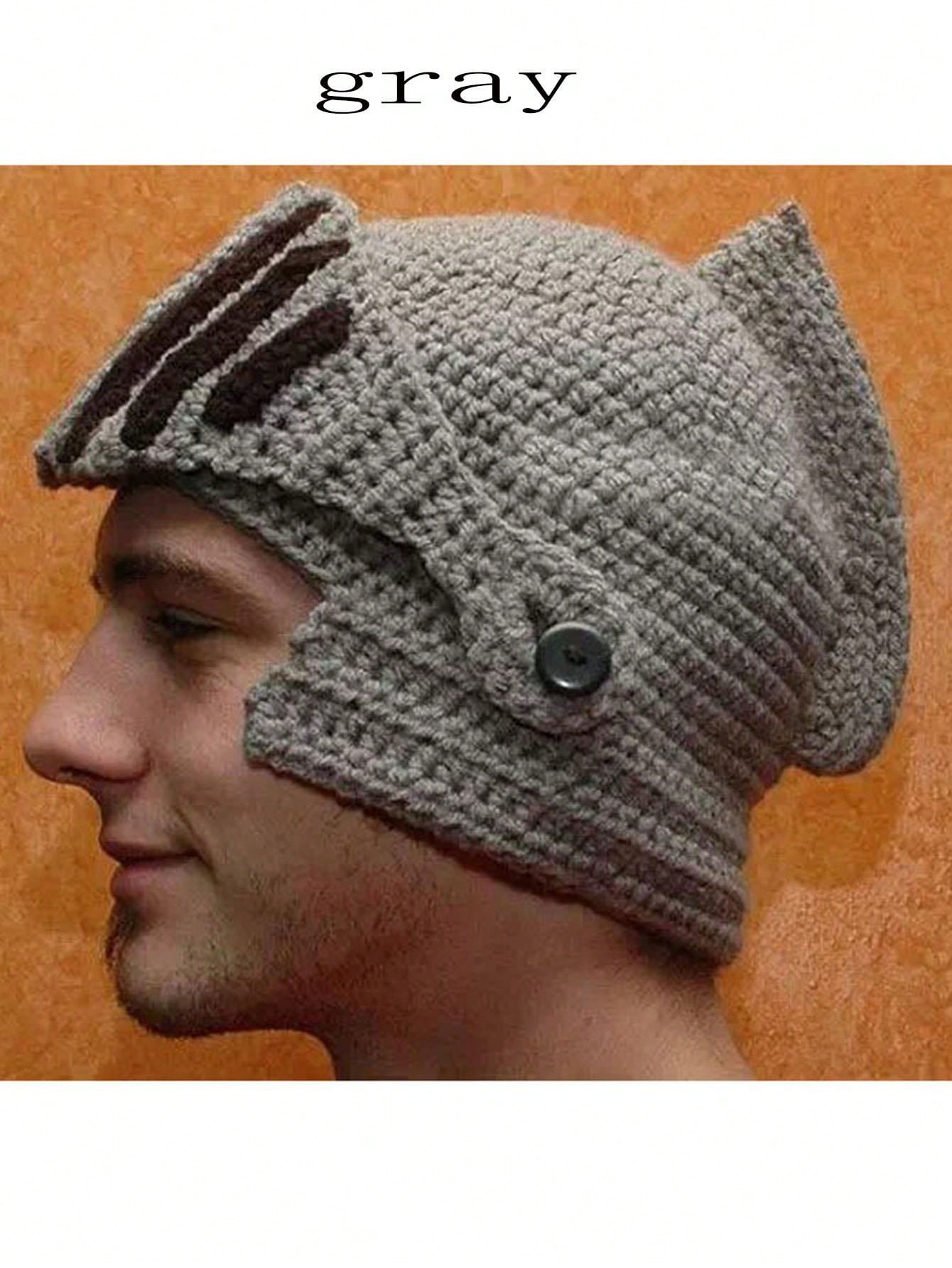 Hand Knitted Adult Knight Hat With Mouth Mask, Brings You Back To The ...