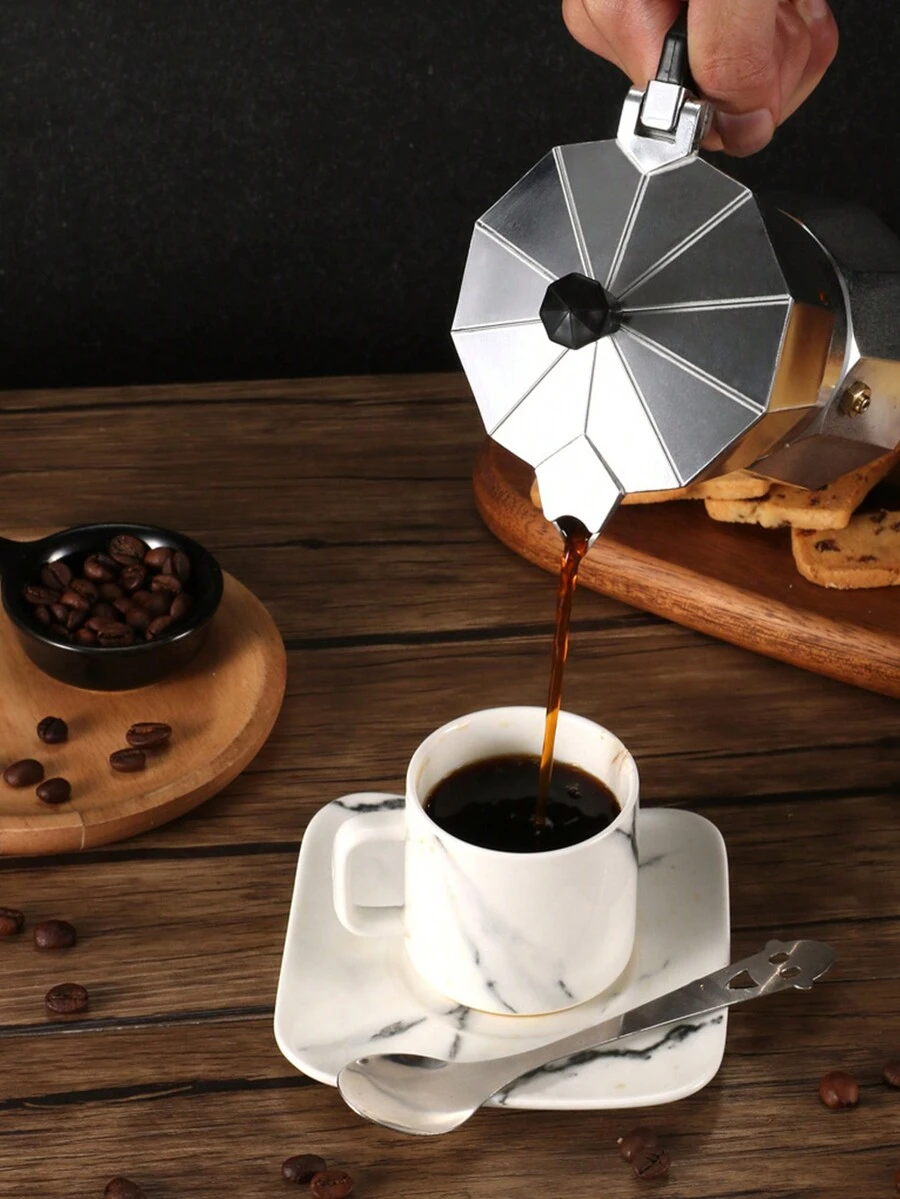 1pc Italian-Style Aluminum Moka Pot, European Coffee Maker With Octagon ...