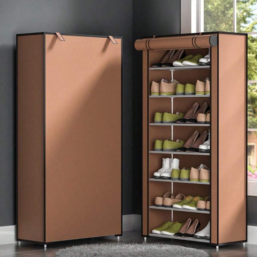 8 Tiers 7 Layers Simple Shoe Rack With Dustproof Cover, Can Be Used As ...