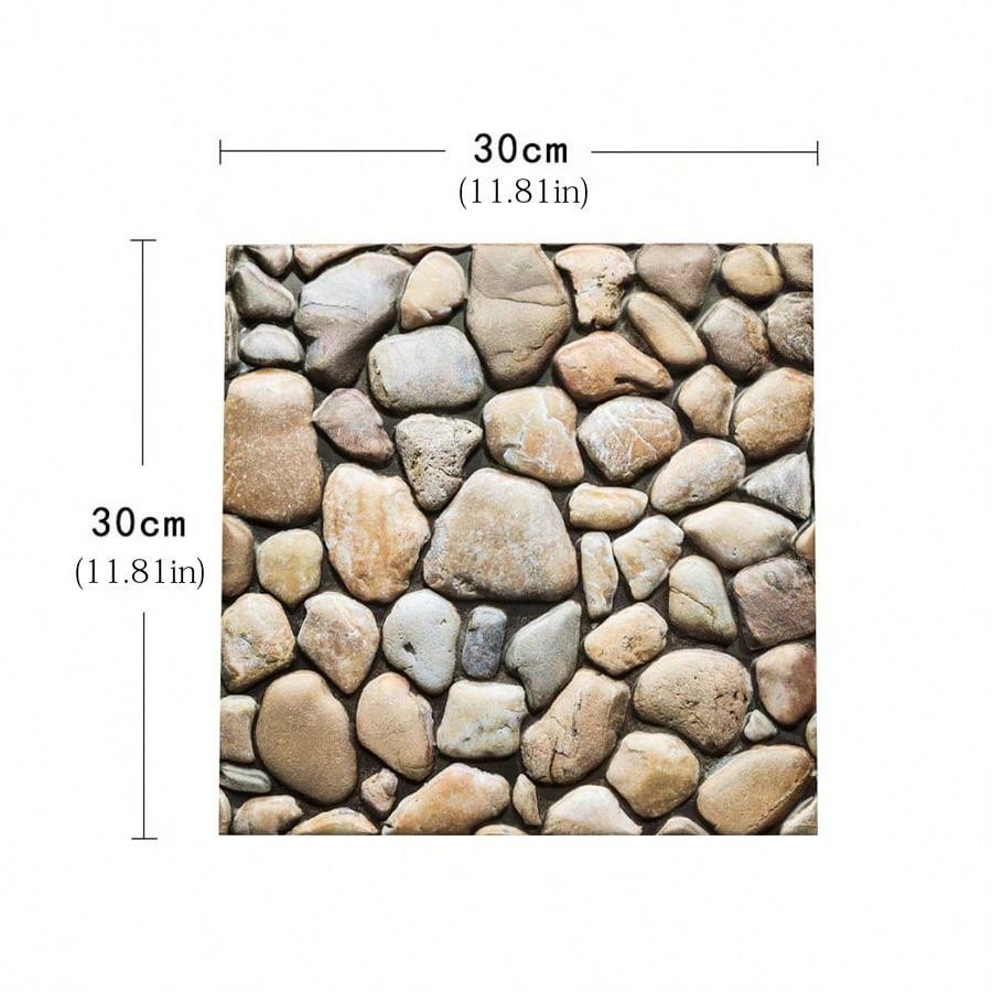 10pcs Pebble Pattern Self-Adhesive Wall Decals, 30cm X 30cm, Modern ...
