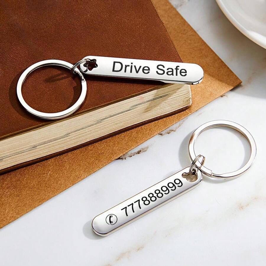 1pc Custom Phone Numbers Keychain 5.5*1cm Personalized Engraved ...