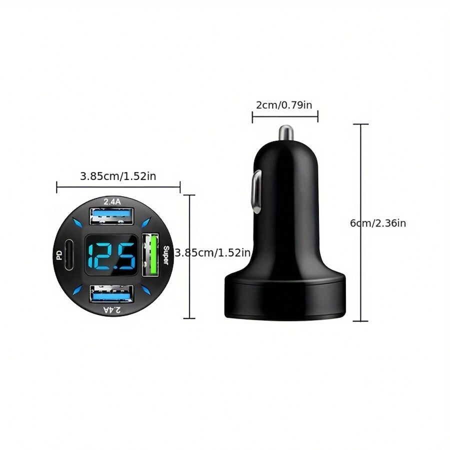 شاحن متعدد الوظائف أسود اللون 4 منافذ سريع الشحن 3 منافذ Usb شحن سريع