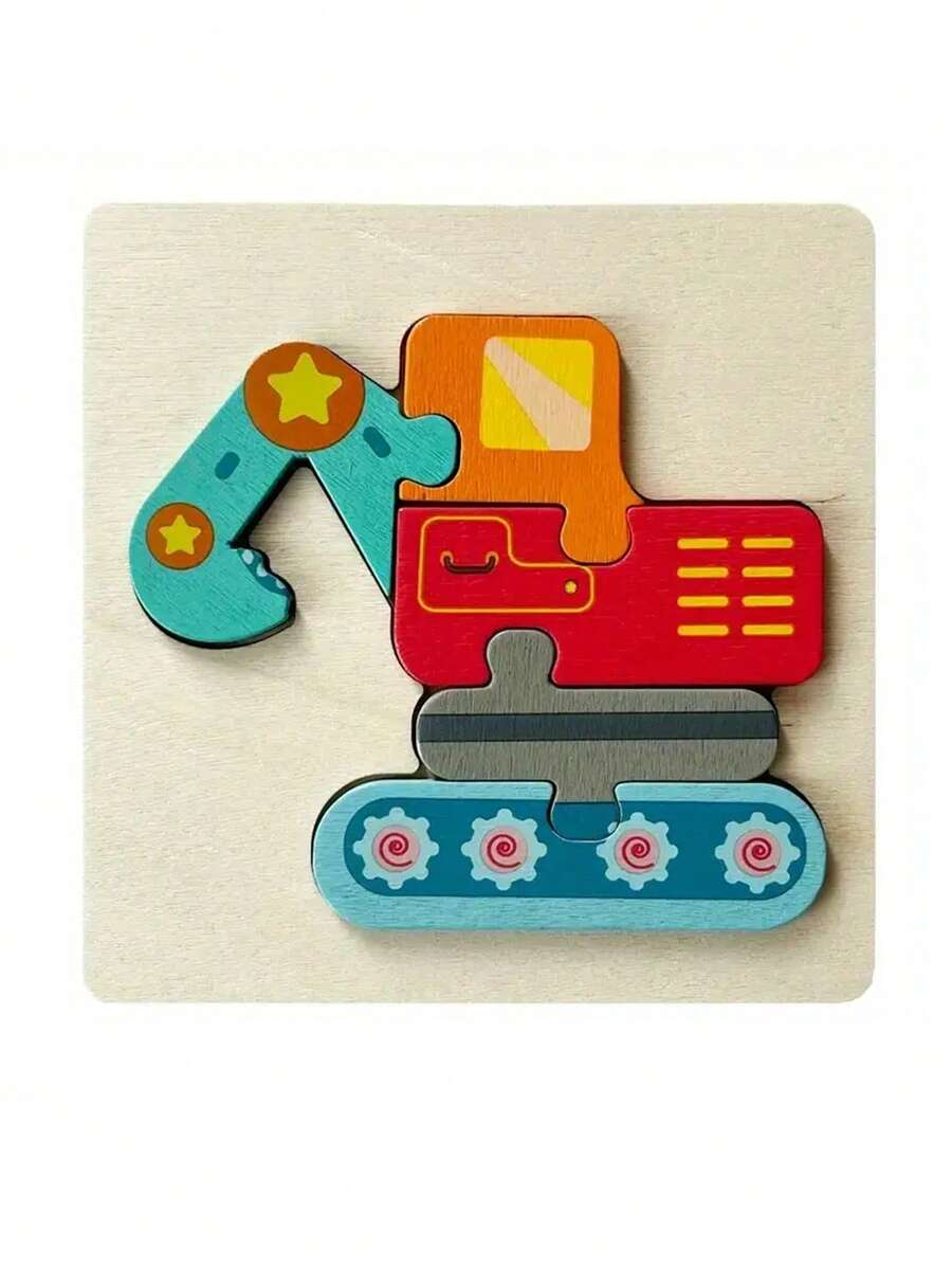 A New Children's Wooden Puzzle Toy, Cartoon Vehicle Animal Transport ...