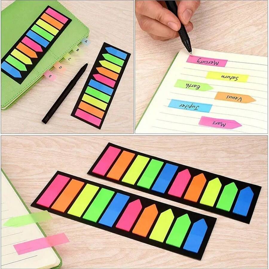 200 Sheets Of Pet Fluorescent Memo Pad Index Sticker, Student ...