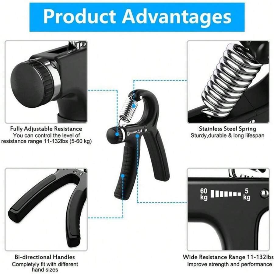 Entrenador De Agarre De Mano Ajustable De Potencia De 5 A 60 Kg ...
