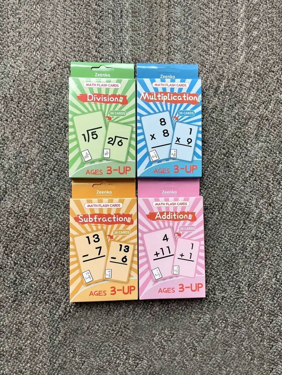 36pcs Kids' Math Flash Cards, Addition, Subtraction, Multiplication ...