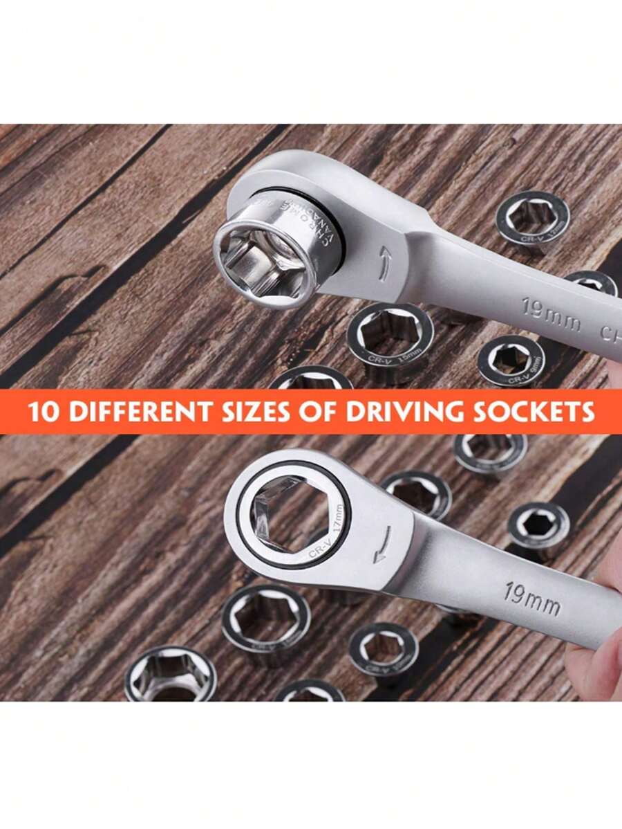 36-Piece Chrome Vanadium Thin-Walled Socket Set With Through-Hole ...