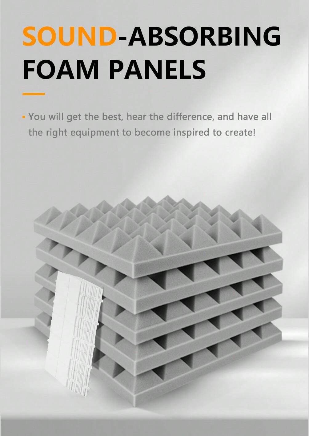 12 Pack-12x12x2 Inches Pyramid Designed Acoustic Foam Panels, High ...