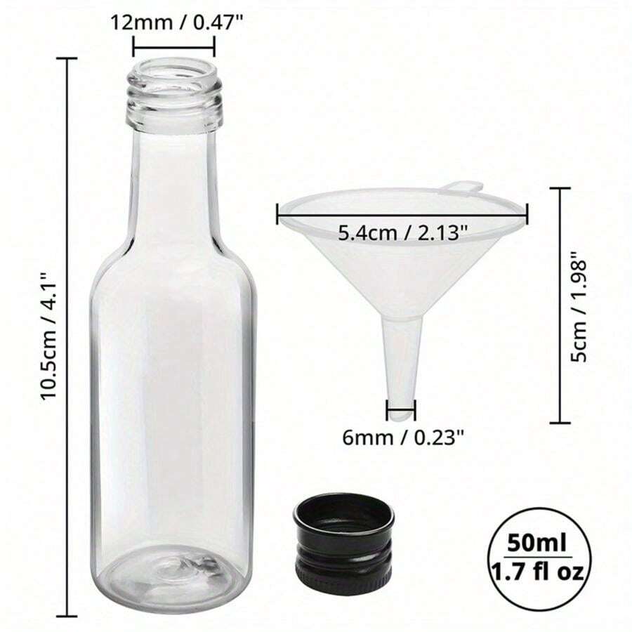 24 Pack Mini Liquor Bottles - Reusable Plastic 50ml (1.7 Fl Oz) Empty ...